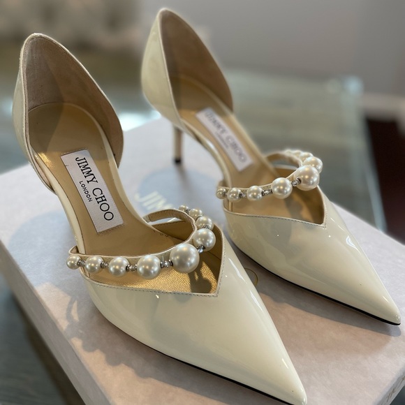 Jimmy Choo | Shoes | Jimmy Choo Lattewhite Patent Leather With Pearls ...